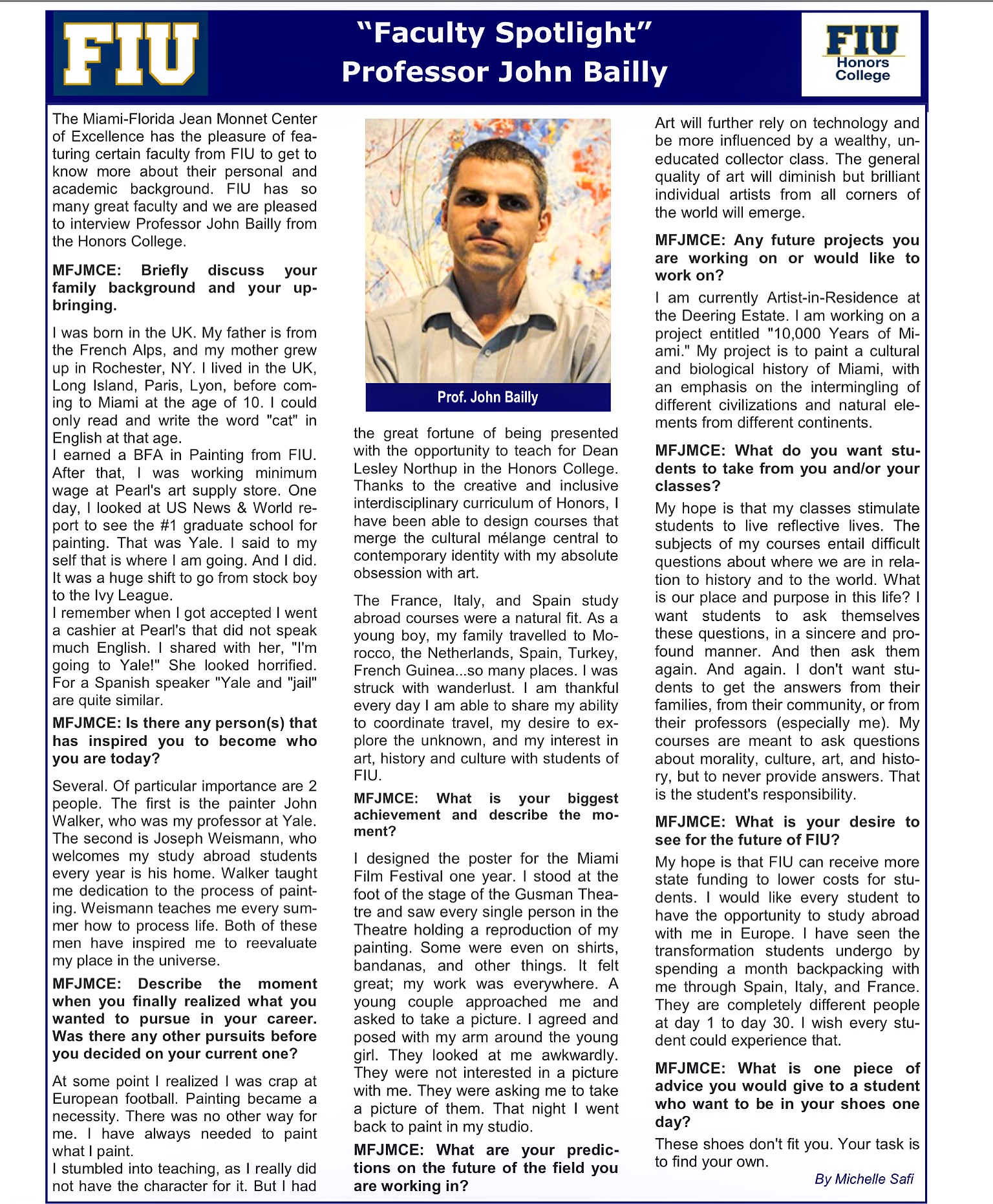 Bailly Interview by Michelle Safi – John William Bailly